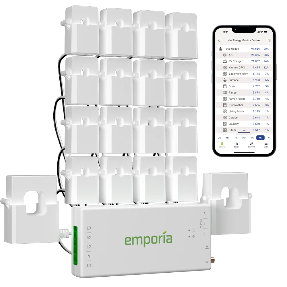 Emporia Gen 3 Smart Home Energy Monitor, 3-200A CT's, 16-50A CT's ...