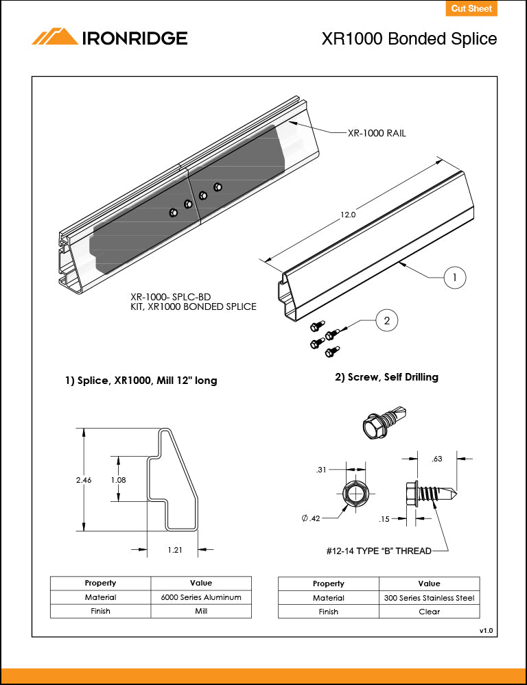 IronRidge XR1000 Boss Bonded Splice – Supplied Energy